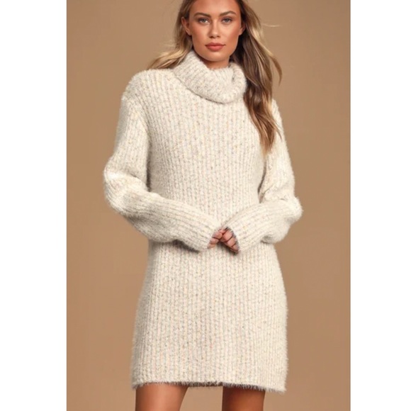 Lulus | Sweaters | Lulus Sweet Whispers Eyelash Knit Sweater Dress ...